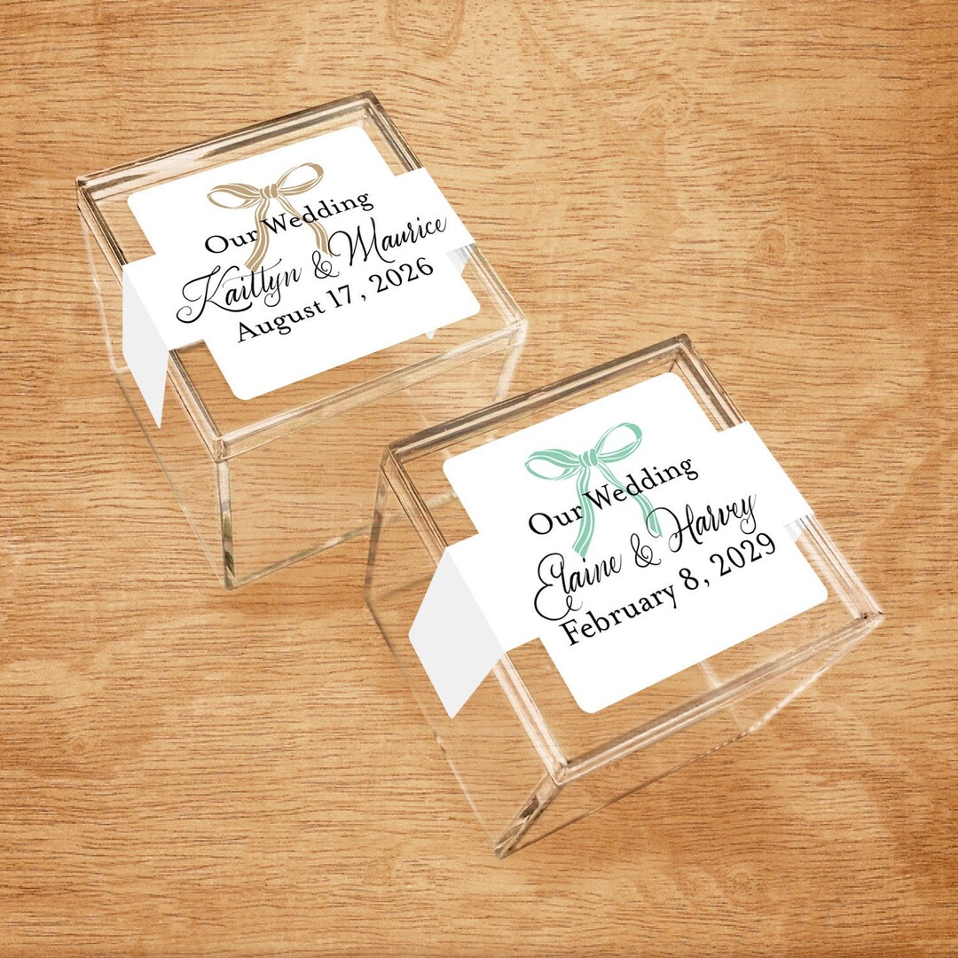 Personalized Clear Acrylic Square Favor Boxes With Bow - Set of 10 - Etsy