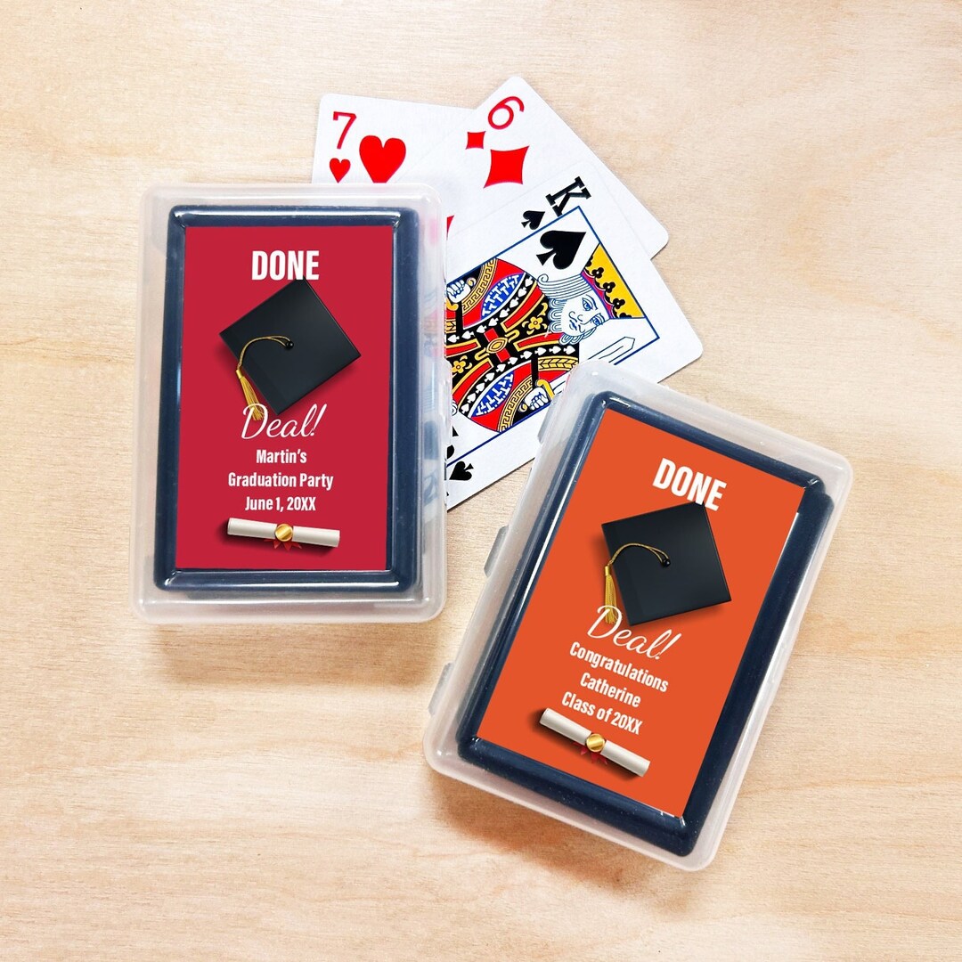 Set of 12 Done Deal Graduation Personalized Playing Cards Favors ...
