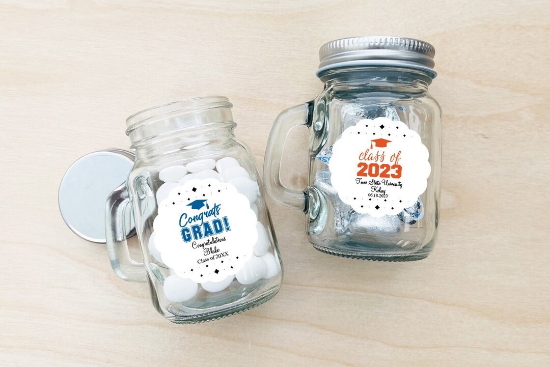 Set of 12 Graduation Favors, Graduation Personalized Mini Mason Jar ...