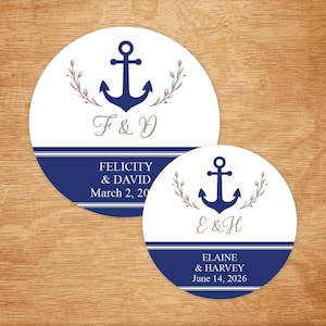 Set of 24 Initials Anchor Wreath Wedding Personalized Favor Labels ...