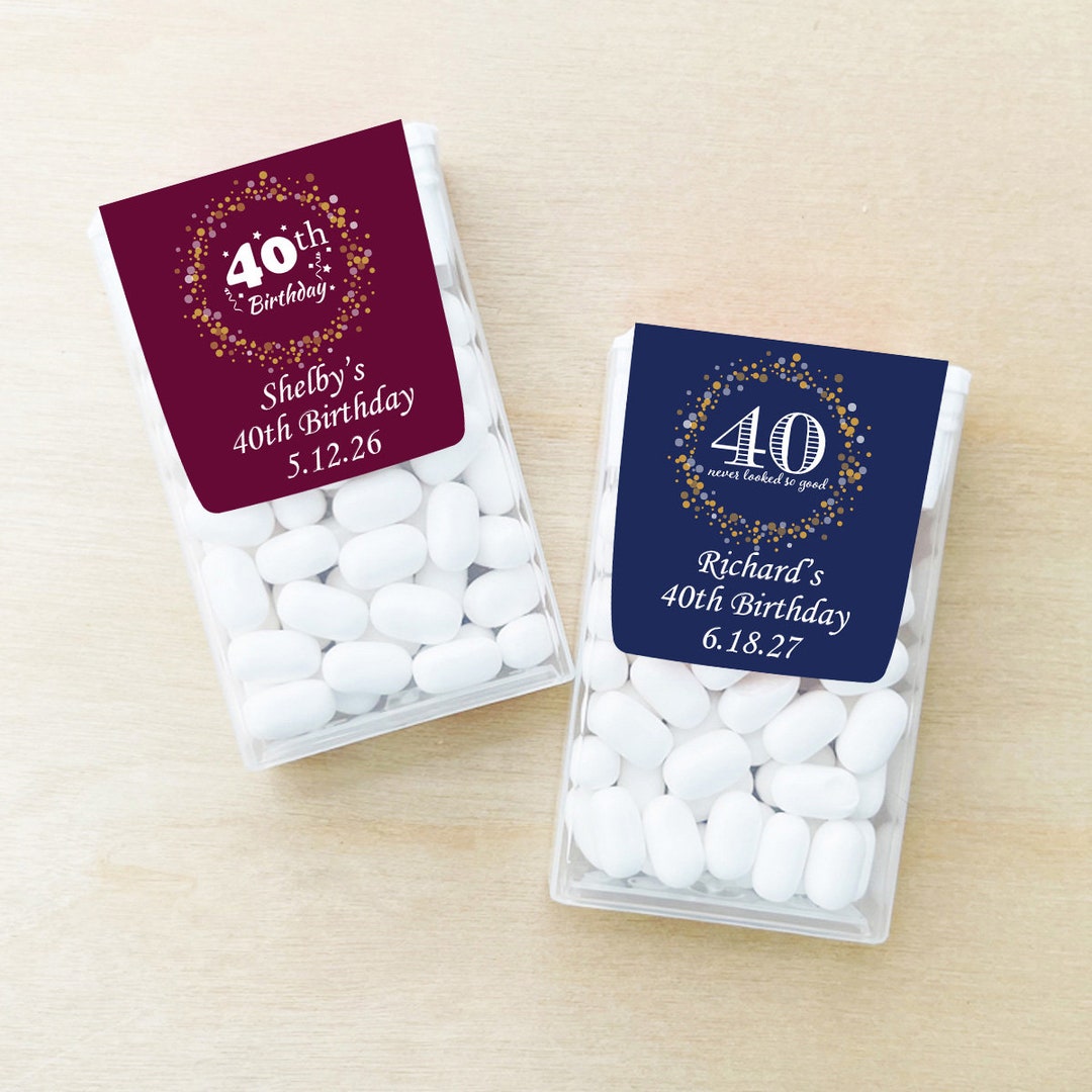 Set of 12 Birthday 40th Style Custom Personalized Tic Tac Candy Favors ...