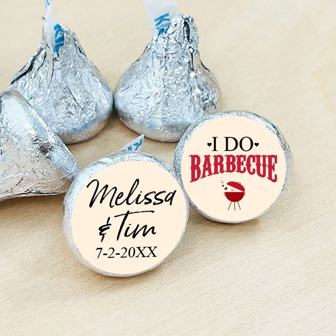 I Do Barbecue Personalized Kisses Labels: Wedding Party Favors (set of ...