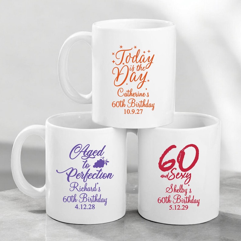 Personalized 60th Birthday Coffee Mug Favors - Set of 12 - Etsy