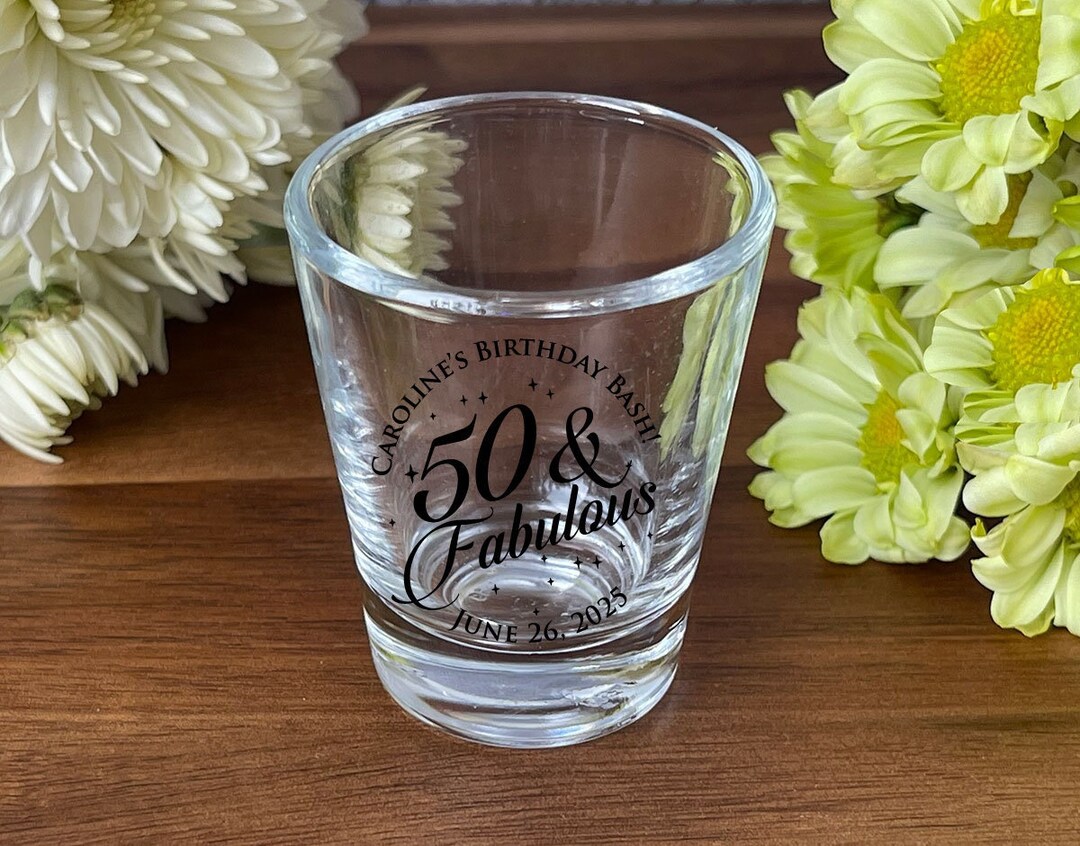 Set of 24 Birthday 50 and Fabulous Personalized Fluted Shot Glass DM812 ...