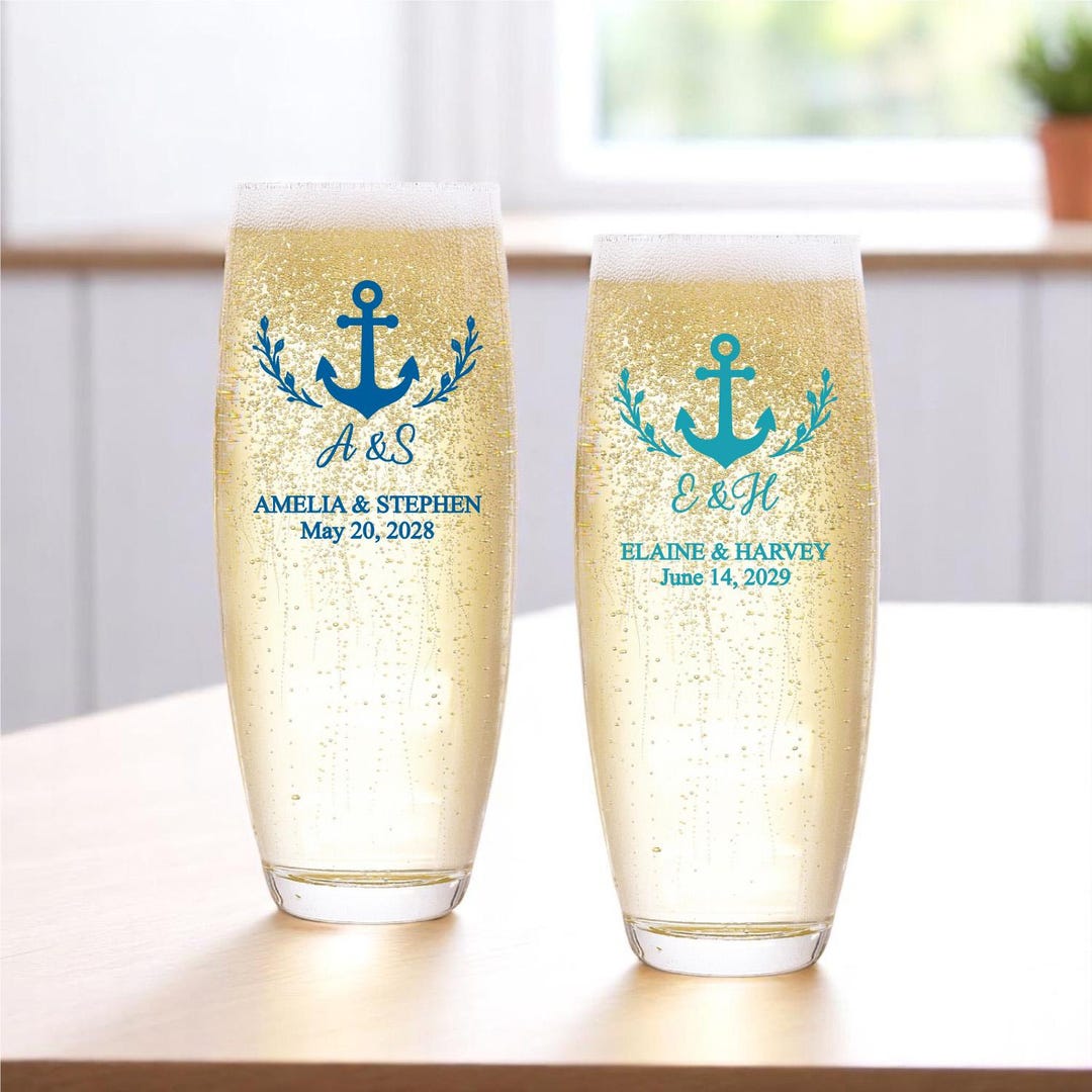 Personalized Anchor Champagne Flutes: Beach Wedding Favors, Set of 18 ...