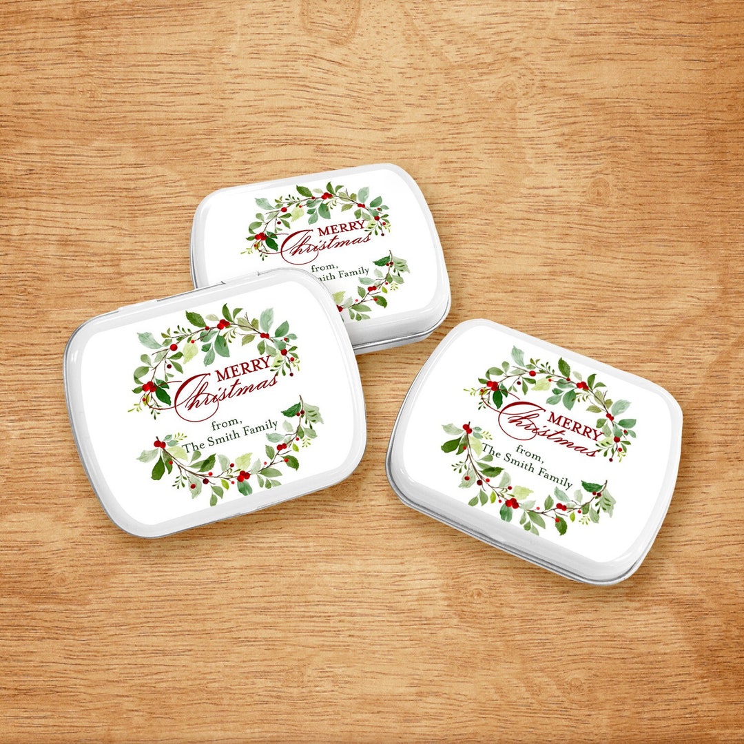 Personalized Christmas Mint Tin Favors: Holiday Party Empty Tins - Set ...