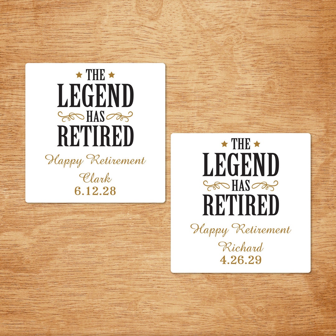 Set of 24 the Legend Has Retired Personalized Square Labels, Retirement ...