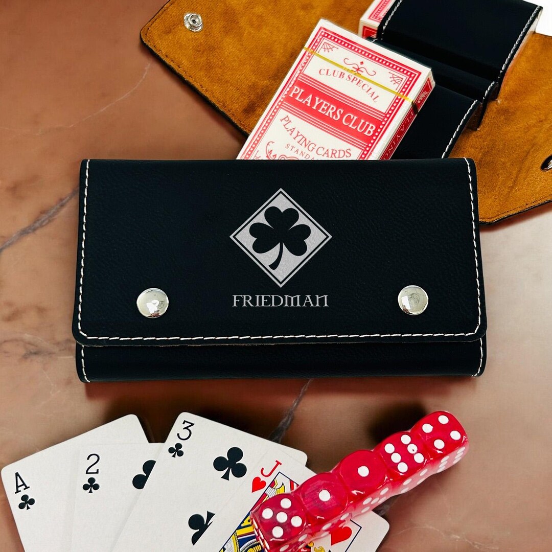 Personalized Shamrock Faux Leather Playing Card & Dice Set - Etsy