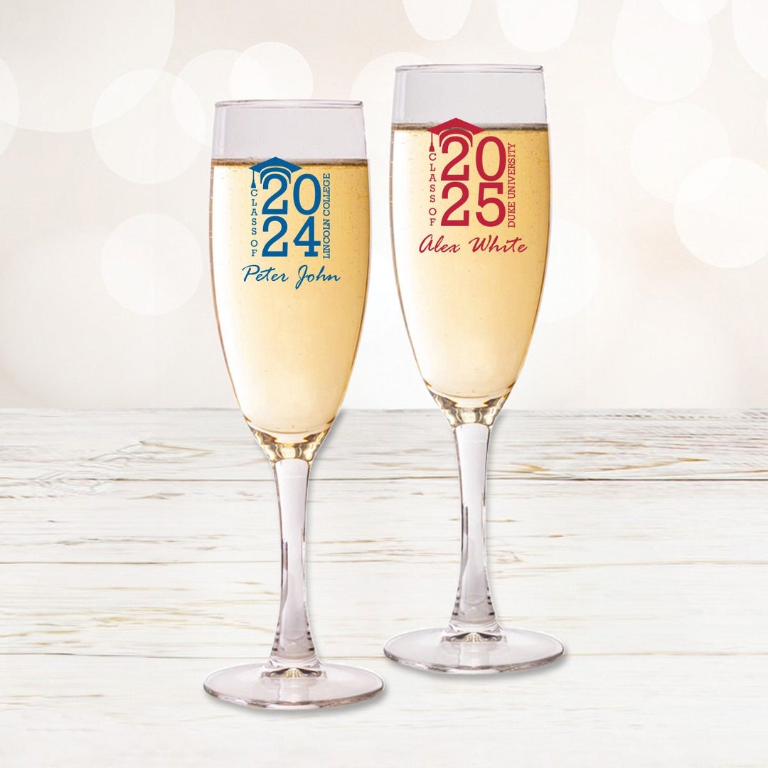 Set of 24 Class of 2024 Personalized Champagne Glass With Stem ...