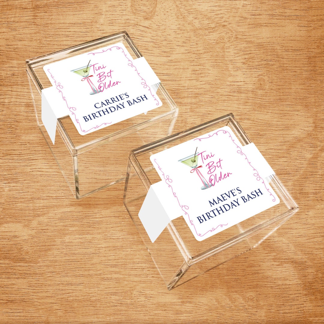Set of 10 A Tini Bit Older Personalized Clear Acrylic Square Favor ...