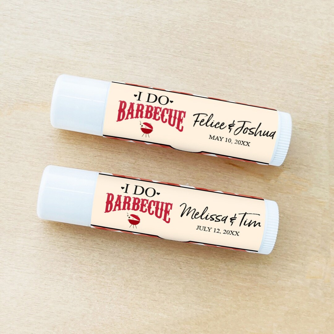 Set of 12 I Do BBQ Barbecue Personalized Tube Lip Balm Favors, Barbecue ...