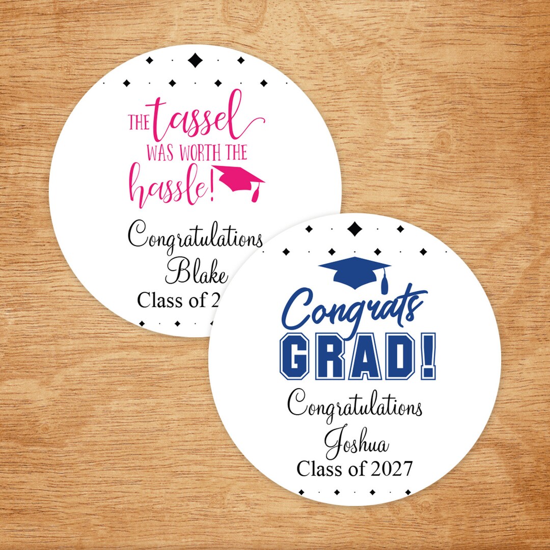 Set of 24 Graduation Party Personalized 2 Inches Favor Labels, College ...