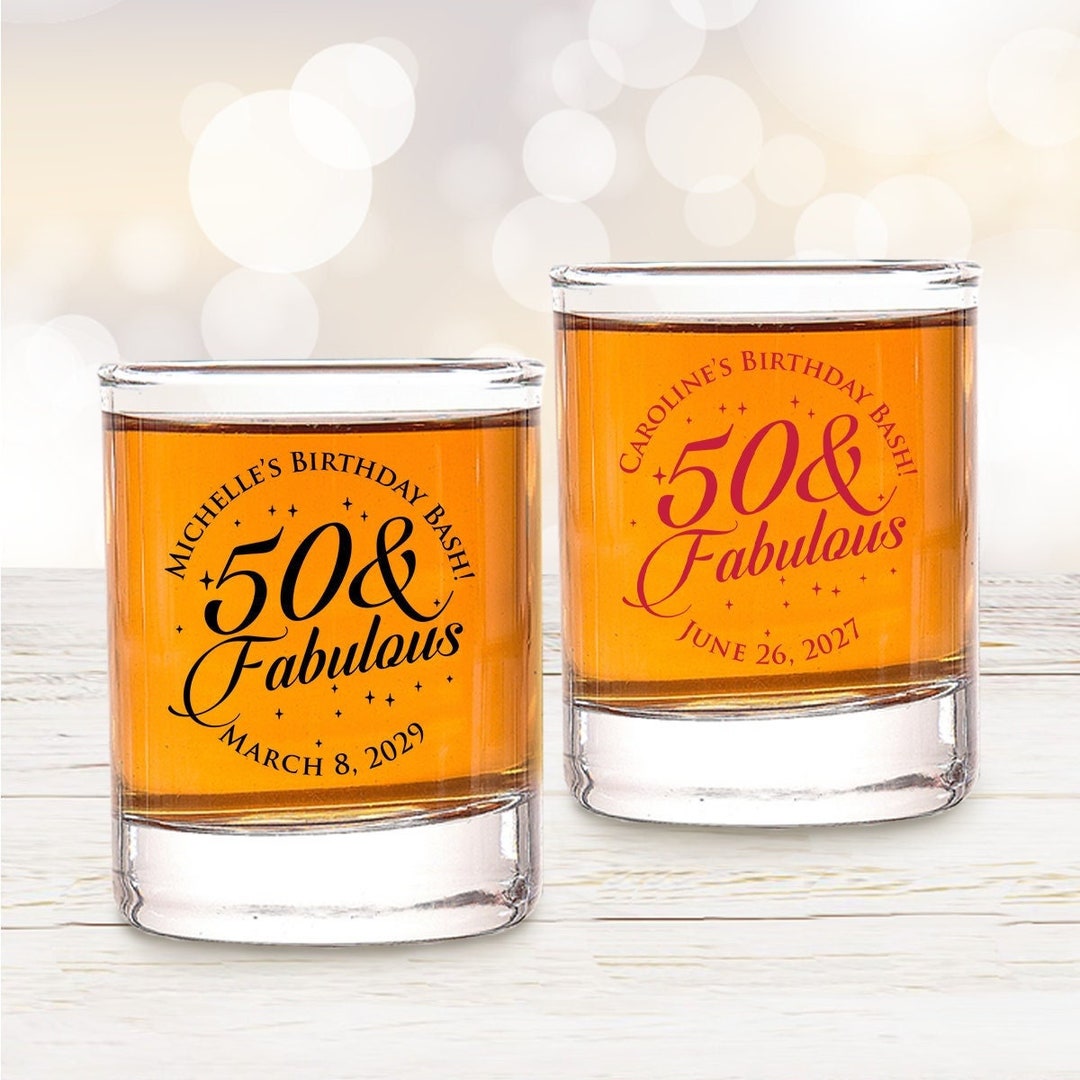 Set of 24 Birthday 50 and Fabulous Personalized Votive Holder or Shot ...