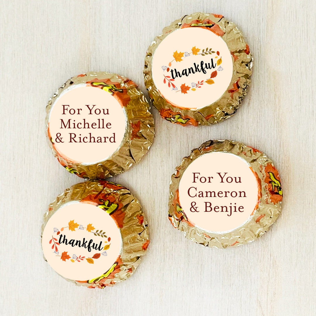 Set of 100 Thankful Thanksgiving Personalized Reese Chocolate Favors ...