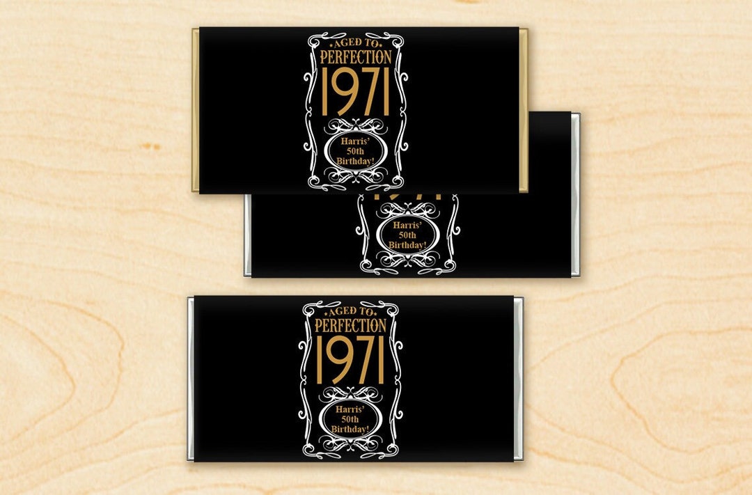 Set of 12 Aged to Perfection Birthday Personalized Wrapper With Hershey ...