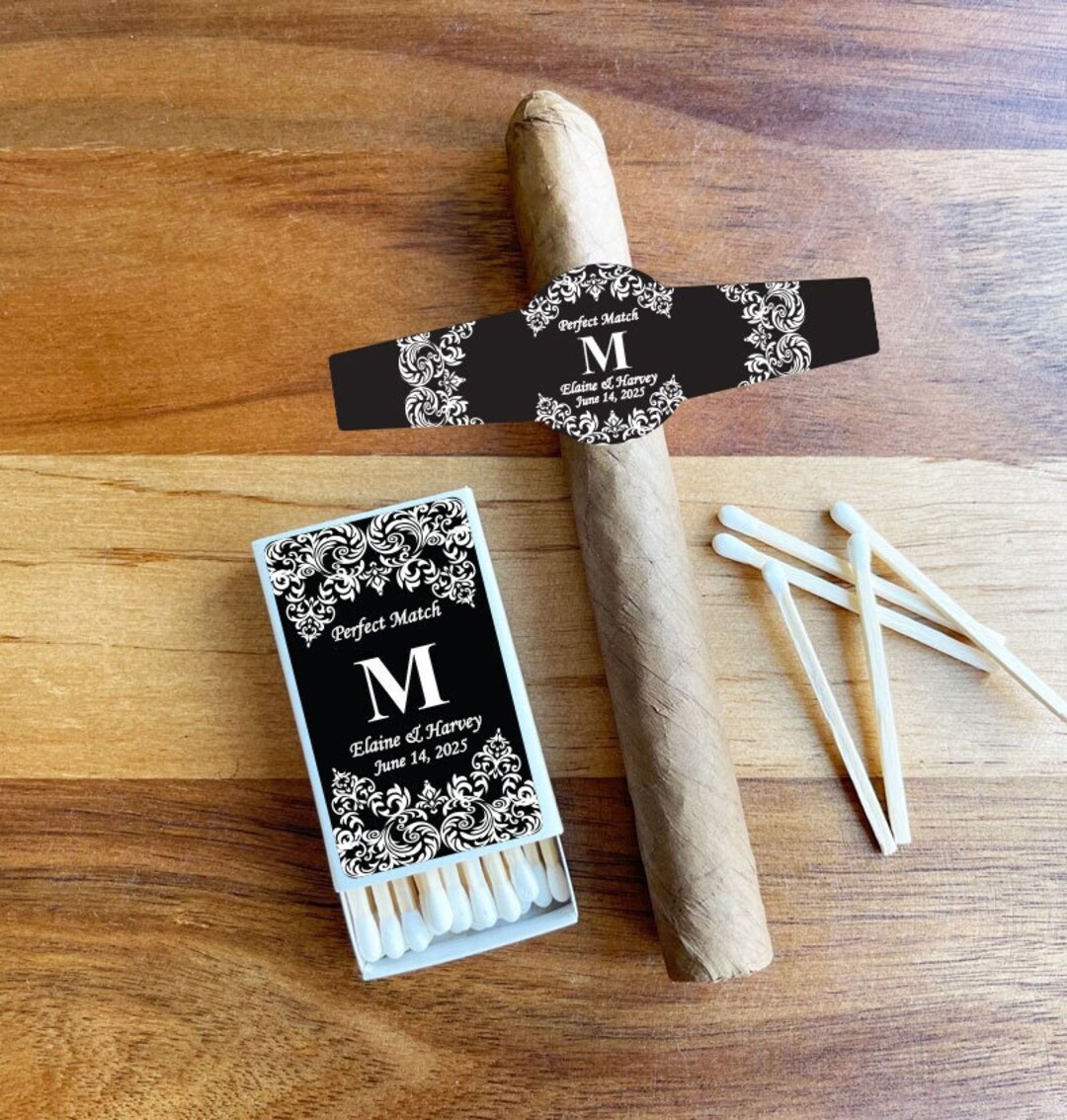 Custom Cigar Bands Personalized Damask Personalized White - Etsy