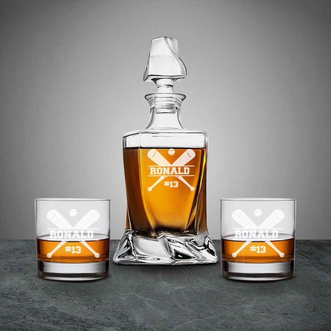 Personalized Baseball Whiskey Decanter Set: Engraved Glass Gift - Etsy