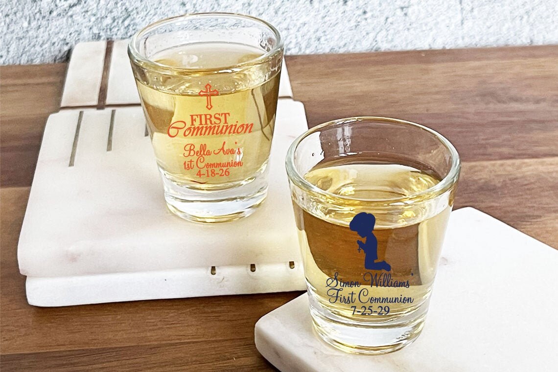 Set of 24 First Communion Personalized Shot Glass Favors - Etsy