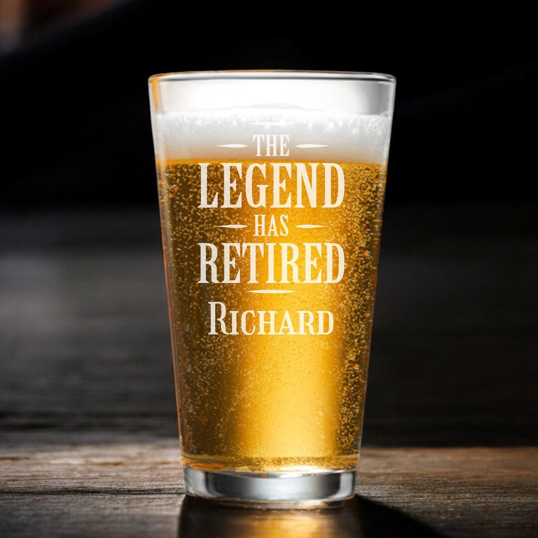 Personalized Retirement Pint Glass: Engraved Beer Gift, 16 Oz - Etsy