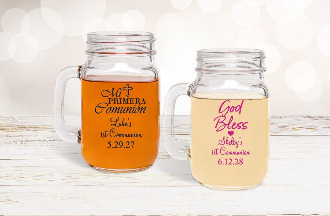 Set of 18 First Communion Personalized 16 Oz. Mason Jar Drinking Glass ...