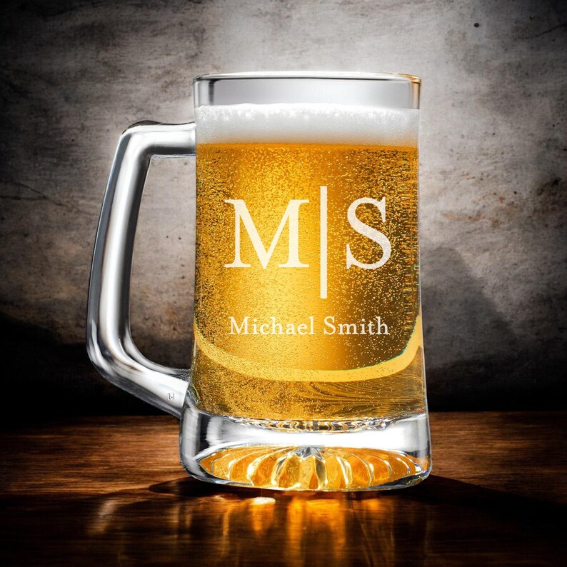 Personalized Engraved Beer Mug: Initial Pilsner Glass Gifts - Etsy