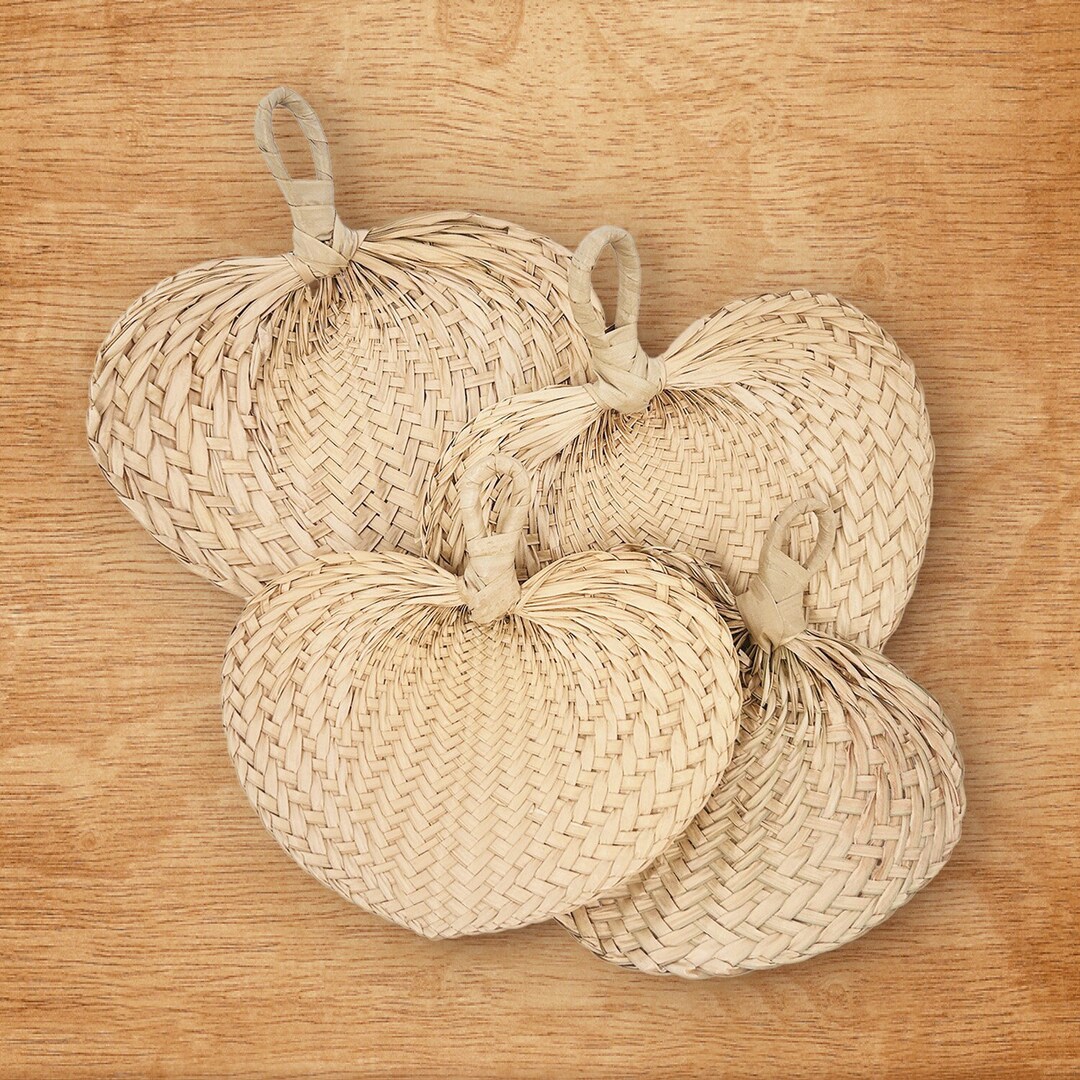 120 Pieces Natural Raffia Buri Hand Fans - Variety of Sizes - Etsy