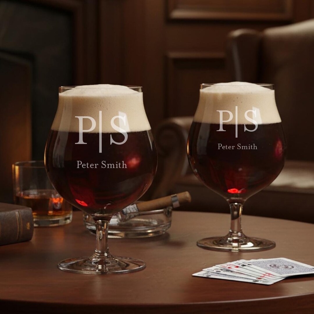 Monogram Personalized Beer Snifter: Set of 4 Engraved Beer Glasses - Etsy