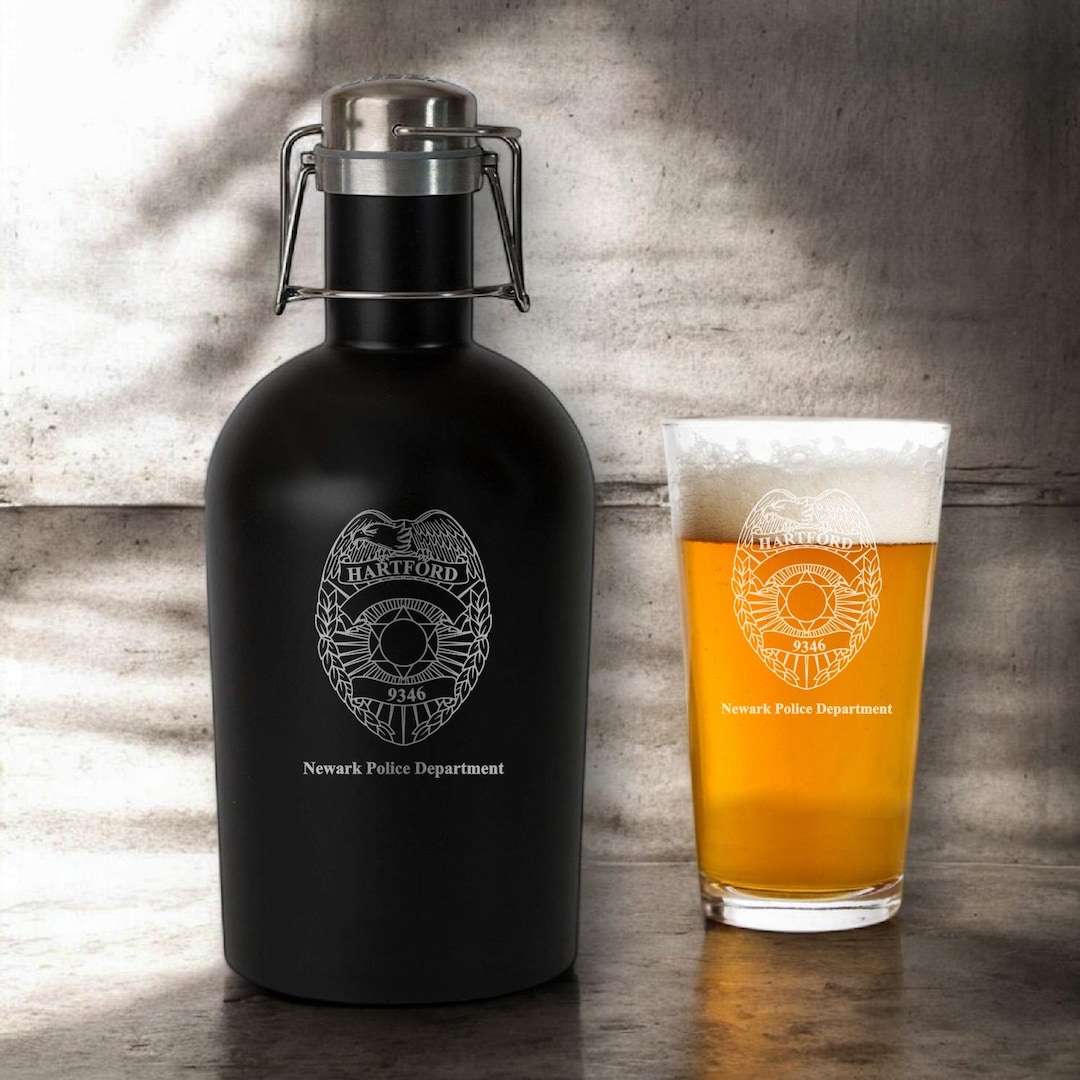 Police Badge Personalized 60 Oz Beer Growler Gifts, Pint Glass, Gifts ...
