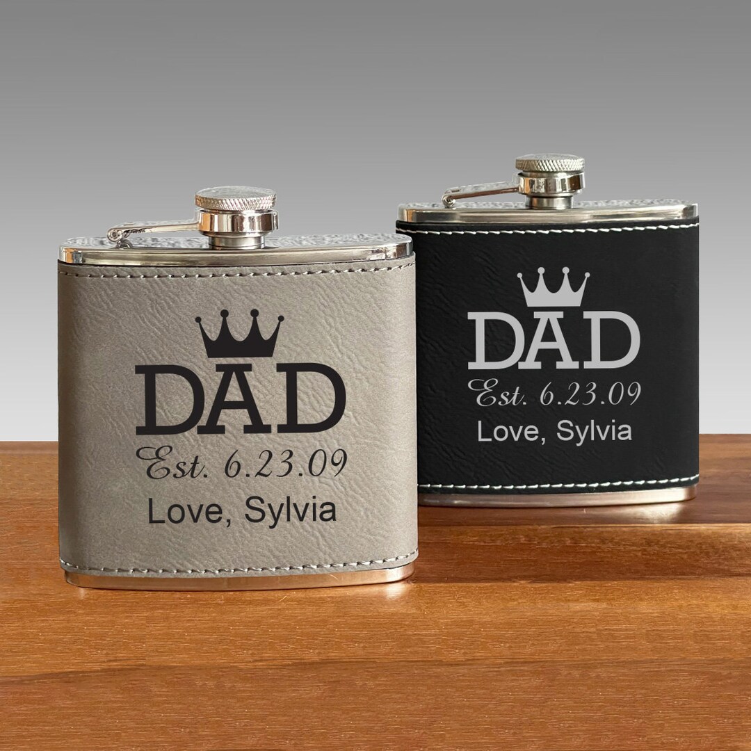 Engraved Crown Flask: Personalized Leather Hip Flask, Birthday Gift - Etsy