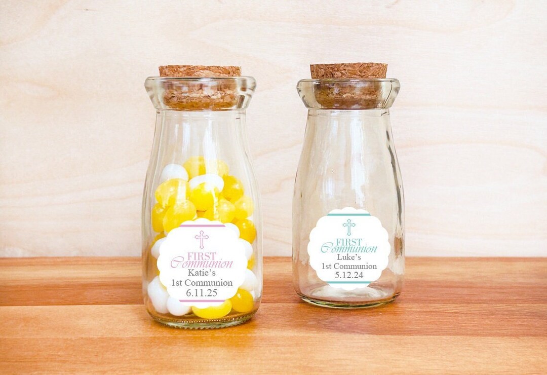 Set of 12 First Holy Communion Favor Personalized Vintage Milk Bottle ...