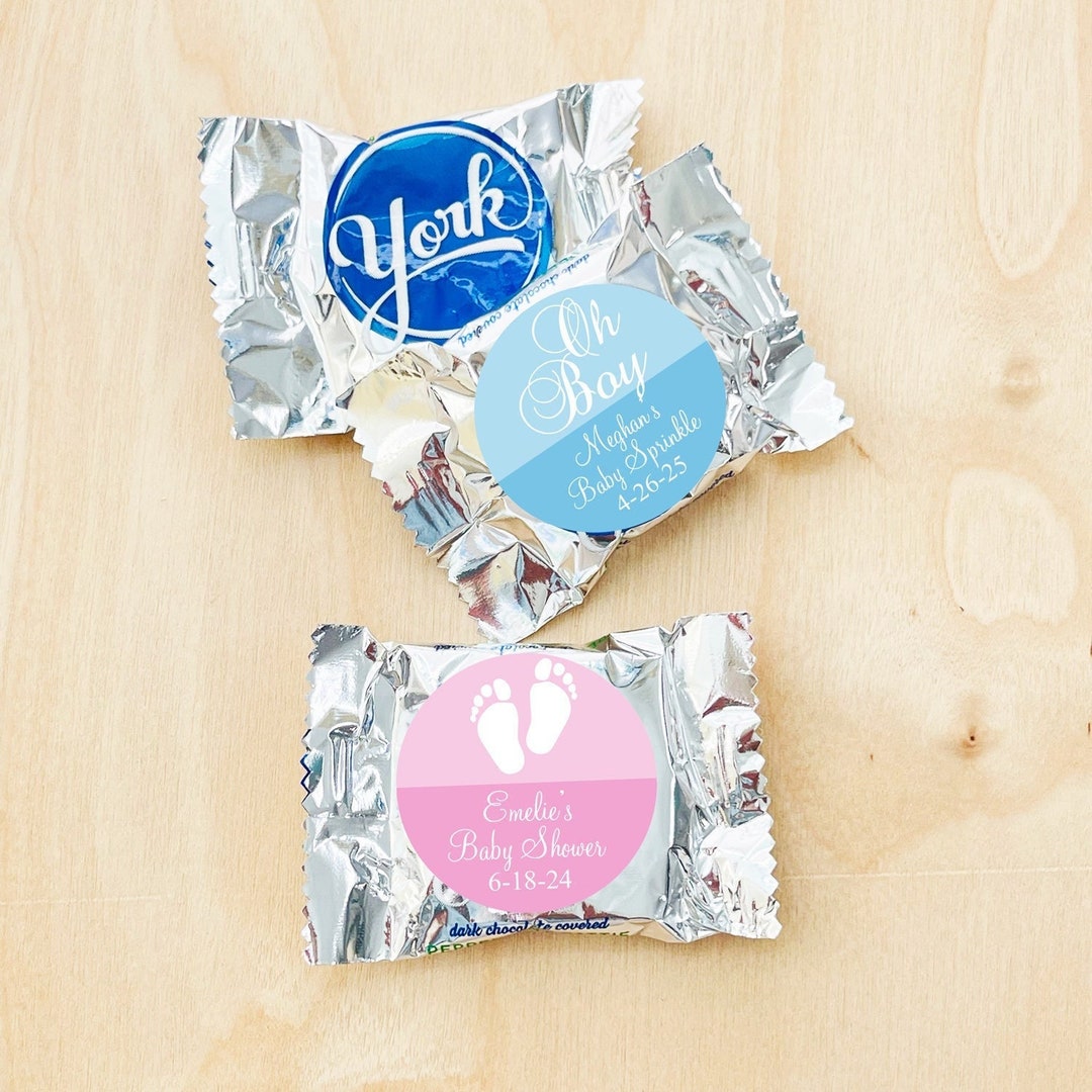 Set of 40 Baby Shower Personalized York Peppermint Chocolate Edible ...