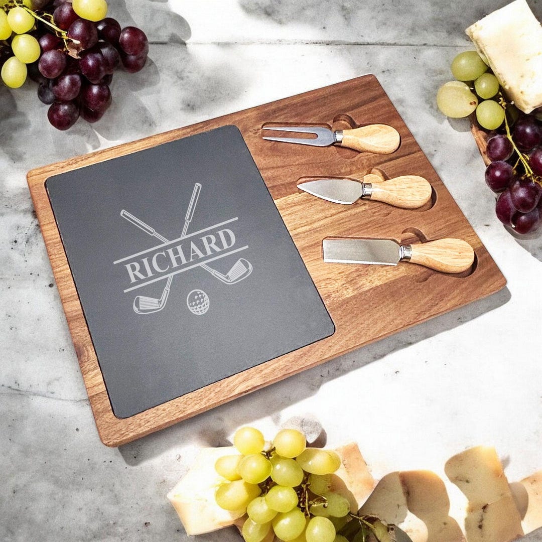 Personalized Golf Slate Cheese Board: Acacia Wood Charcuterie Board - Etsy