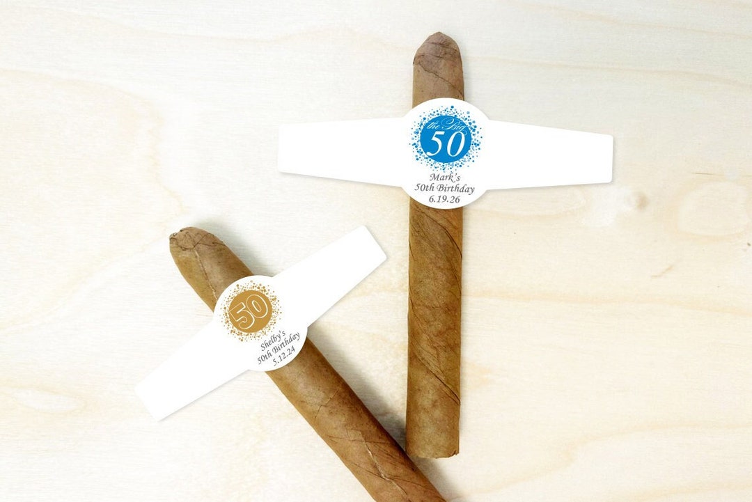 Set of 20 Custom 50th Birthday Personalized Cigar Labels, Fiftieth ...