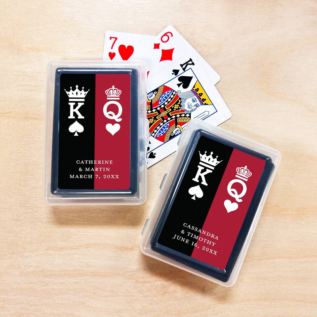 Set of 12 King and Queen Personalized Playing Cards Favors, Wedding ...