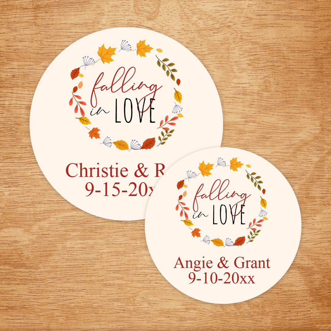 Set of 24 Fall in Love Wedding Custom Personalized Favor Labels, Fall ...