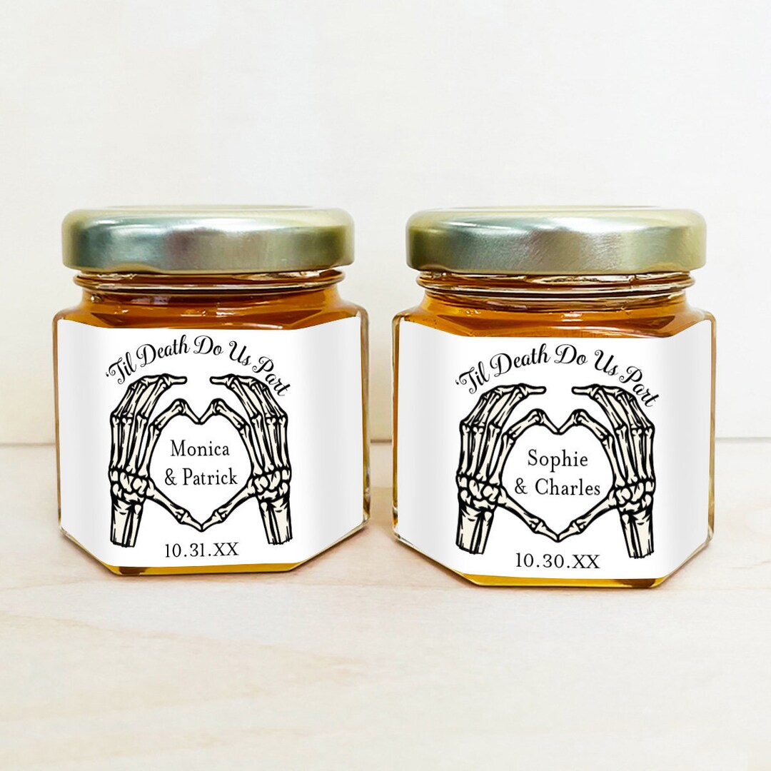 Set of 12 Til Death Do Us Part Halloween Personalized Mini Honey Jar ...