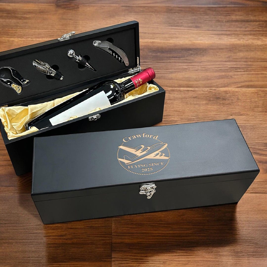 Aviator Personalized Wine Gift Box Set, Pilot Custom & Personalized ...