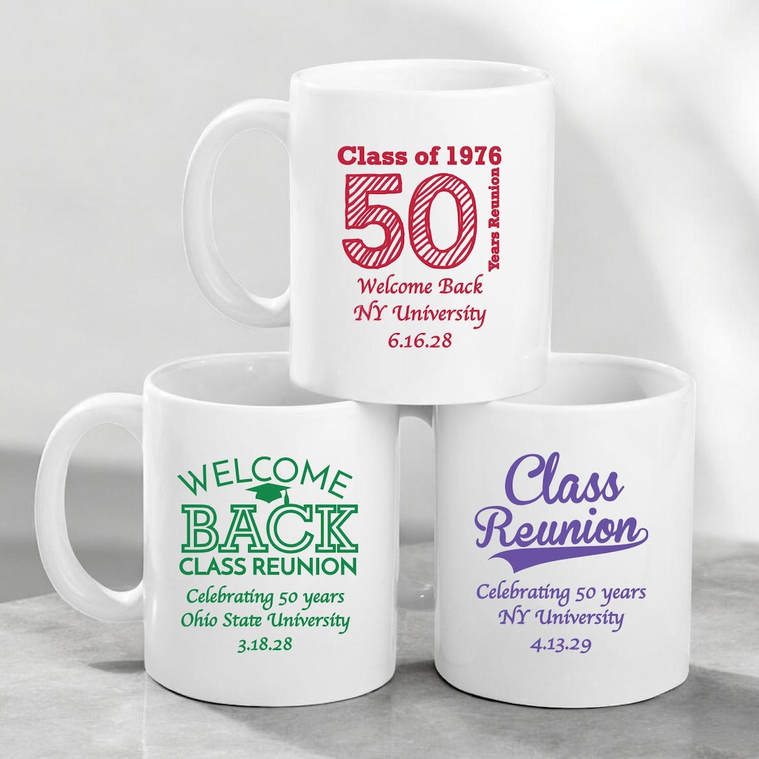 Class Reunion Coffee Mug Favors: Personalized Ceramic Mugs, Set of 12 ...