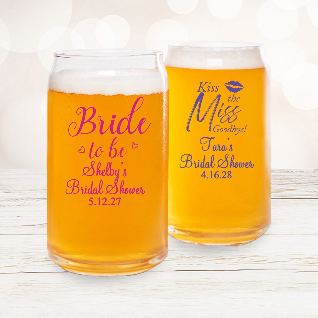 Set of 24 Bridal Shower Personalized Custom Beer Can Glass Shaped ...