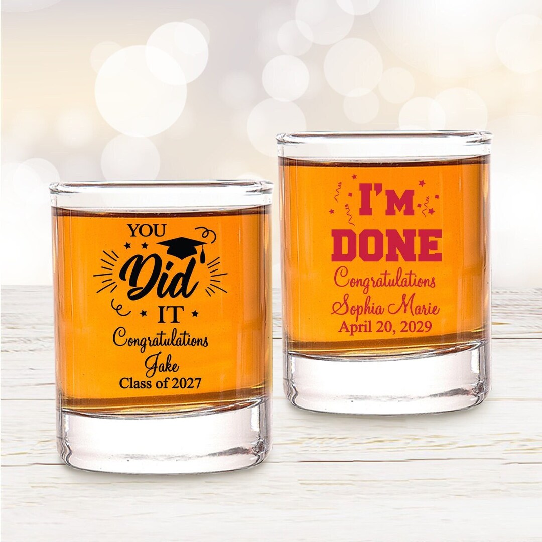 Set of 24 Graduation Favors Personalized Votive Holder or Shot Glass ...