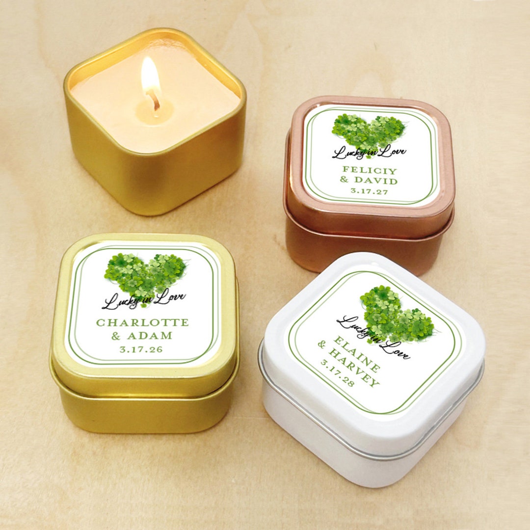 Set of 12 Shamrock Irish Lucky in Love Personalized Wax Filled Mini ...