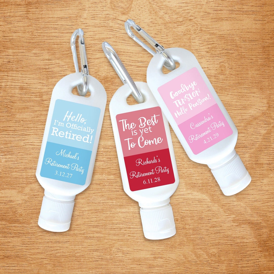 Set of 6 Retirement Personalized Sunscreen With Carabiner SPF 30 ...
