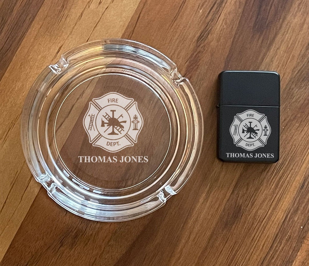 Fire Department Personalized Engraved Round Cigarette Ashtray or ...