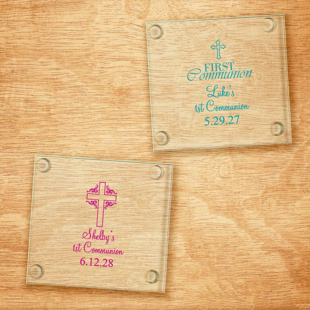 Personalized First Communion Glass Coasters - Set of 24 Party Favors - Etsy