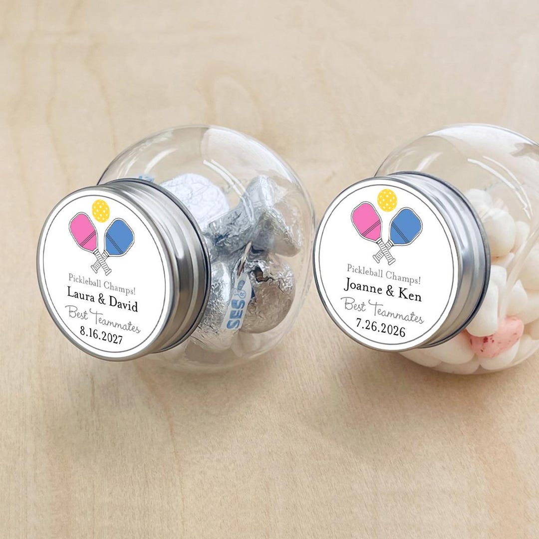 Set of 12 Pickleball Personalized Mini Glass Candy Jar Favors ...
