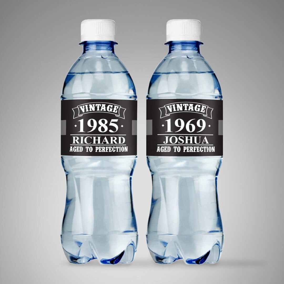 Set of 18 Personalized Water Bottle Labels With Vintage Aged to ...