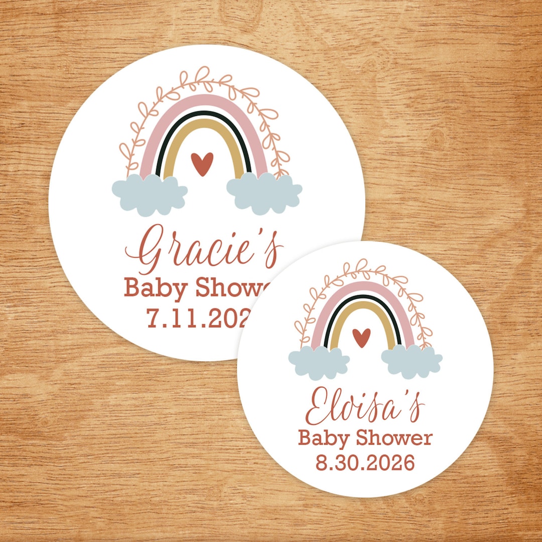 Set of 24 Boho Rainbow Labels Personalized 2 Inches Favor Labels, Personalized Round Labels for ...