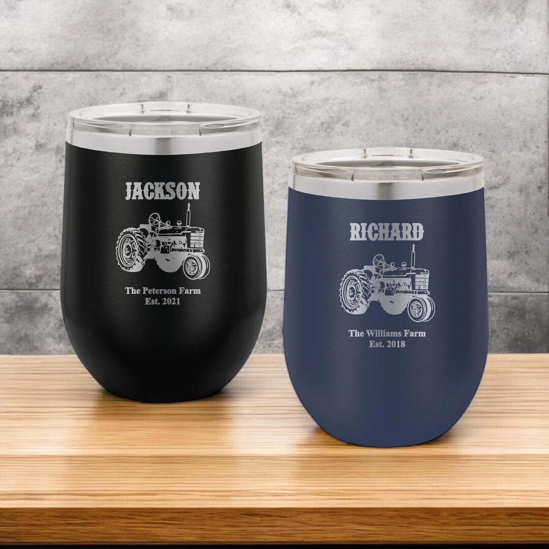 Tractor Personalized Stemless Insulated Wine Cup, Farm Tractor Gift ...