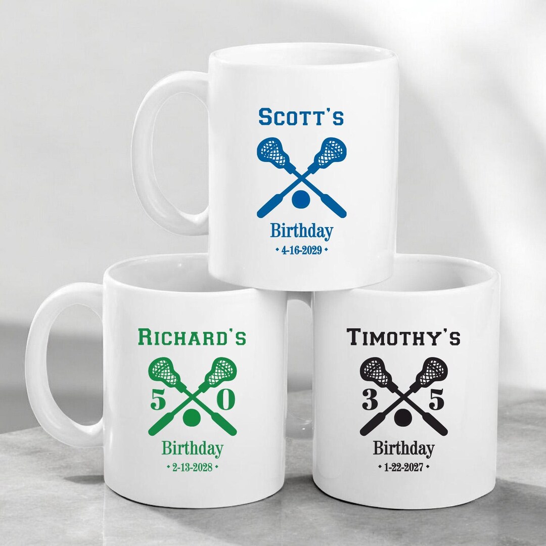 Set of 12 Lacrosse Personalized Coffee Mugs, Lacrosse-themed Birthday ...
