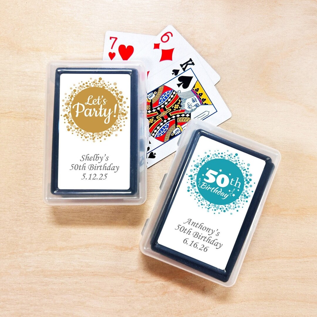 Set of 12 Fiftieth 50th Birthday Personalized Playing Cards Party ...